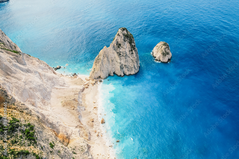Myzithres beach near Keri Lighthouse on Zakynthos island or Zante ...