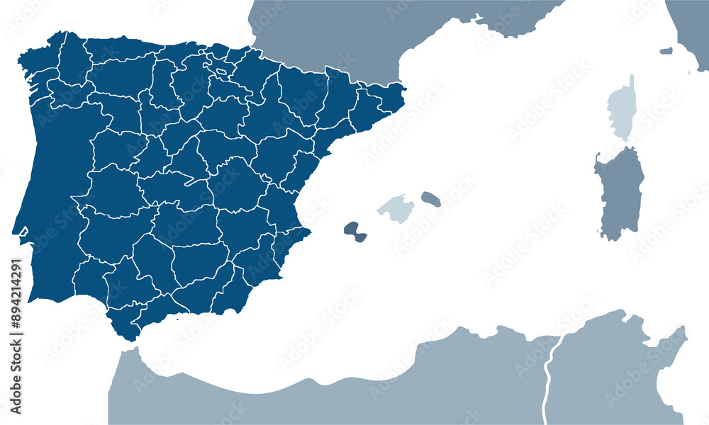 Map of Spain with individual colors,isolated on white background for ...