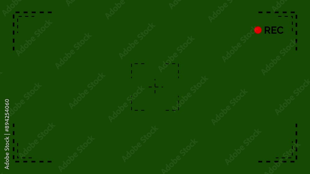 Video camera recording screen overlay with dashed border animation on ...