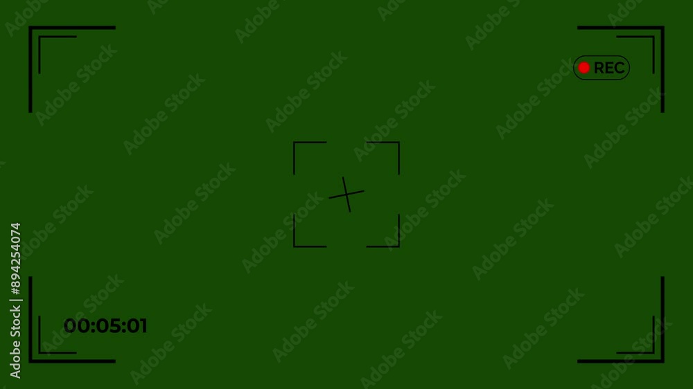 Video camera recording screen overlay with timer animation on green ...