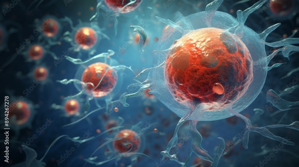 Creative 3d illustration of embryonic stem cells: innovative cellular ...