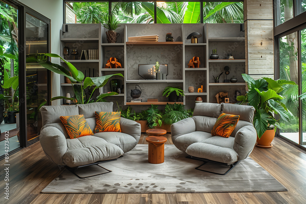 Second Look: Elegant Living Quarters with Shadow-Grey Armchairs and ...