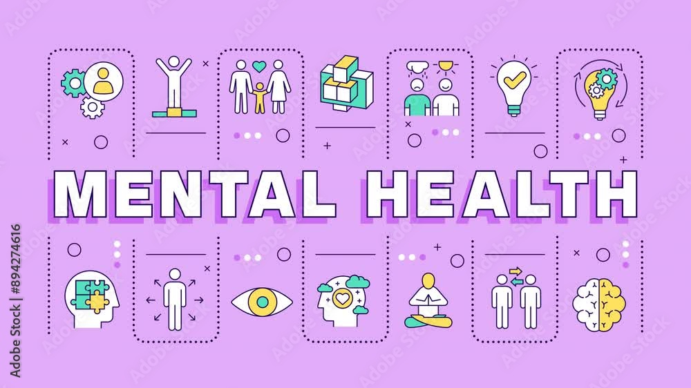 Mental health word cloud animation. Psychological therapy, psychiatry ...