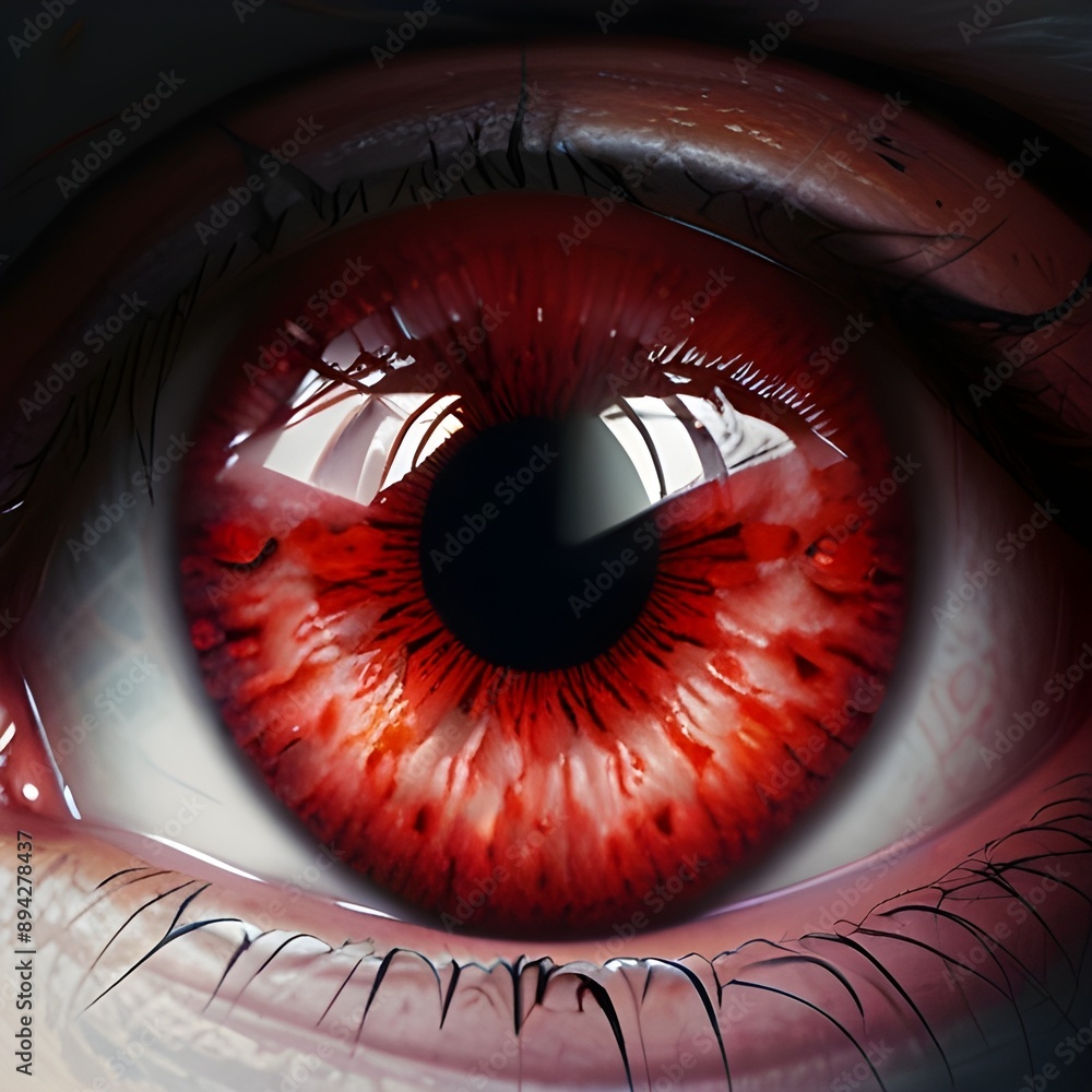 red eye of a patient with human conjunctivitis, ill allergic eyes in ...