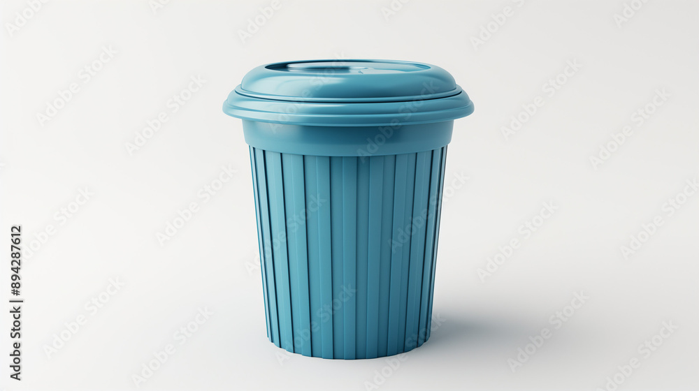 Blue rubbish bin on white background. Trash bin. Blue dustbin for ...