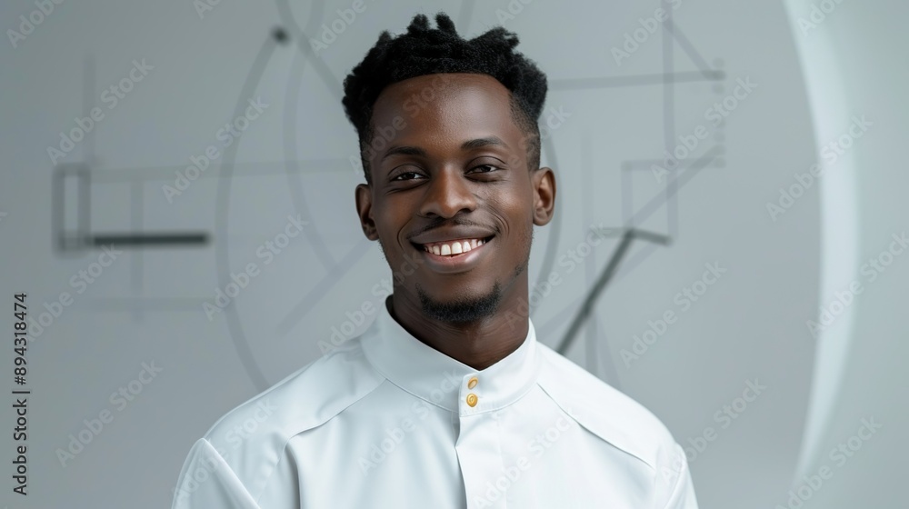 Realistic hyper-detailed portrait of a cheerful young African man ...