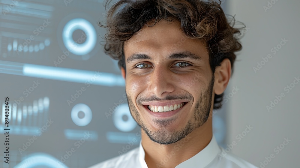 Realistic hyper-detailed portrait of a cheerful young Middle Eastern ...