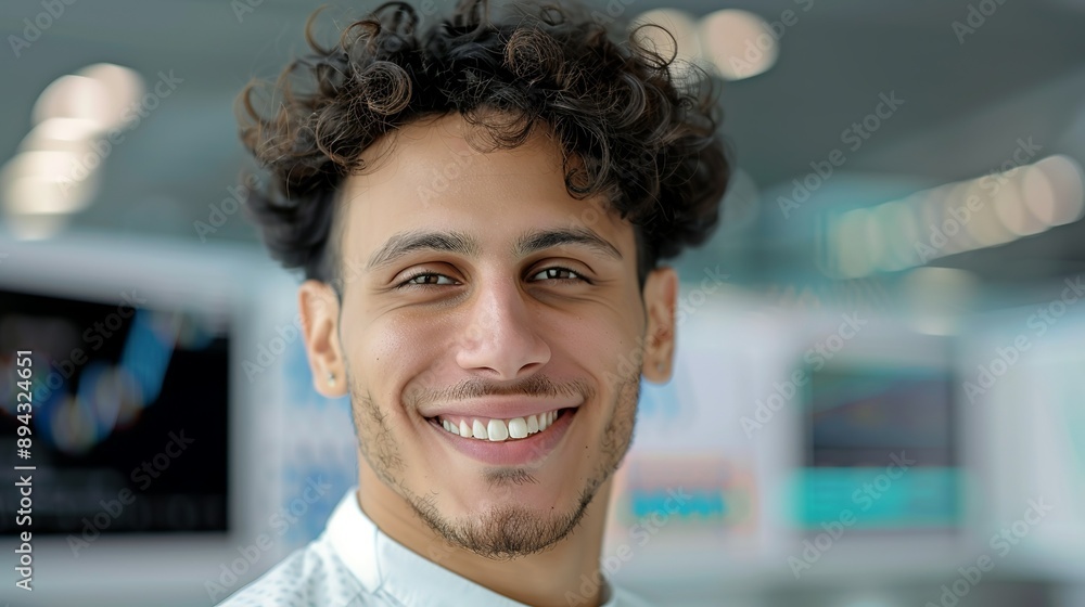 Realistic hyper-detailed portrait of a cheerful young Middle Eastern ...