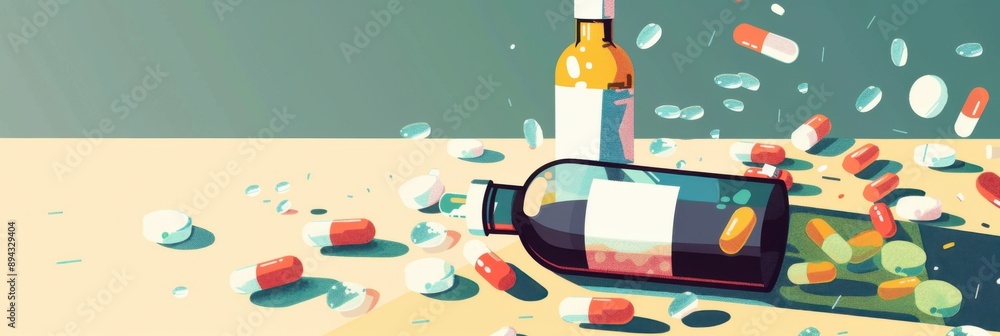 The problem of alcohol and drug abuse. Horizontal banner. Medicine ...