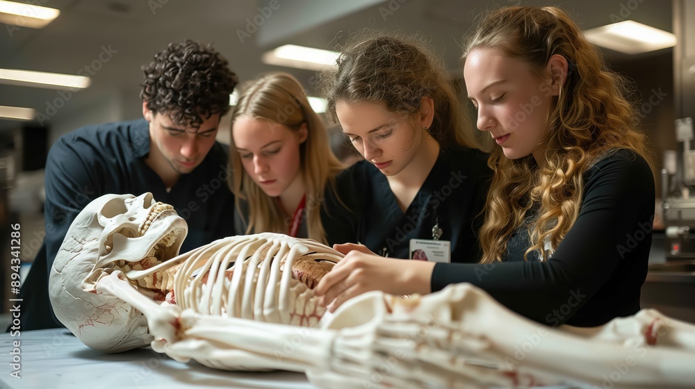 Medical Students Studying Cadaver in Anatomy Lab. Group of medical ...