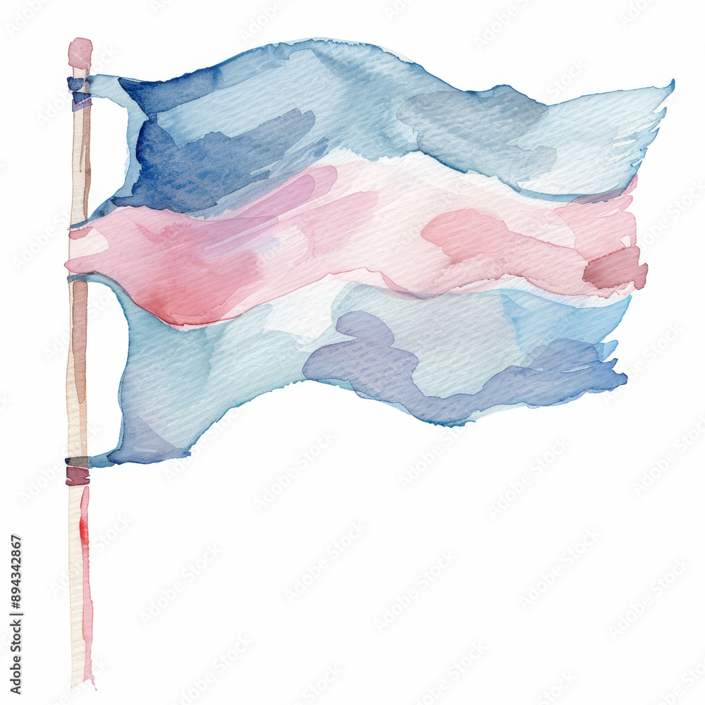 Watercolor Transgender Pride Flag Waving LGBTQIA+ Symbol of Equality ...