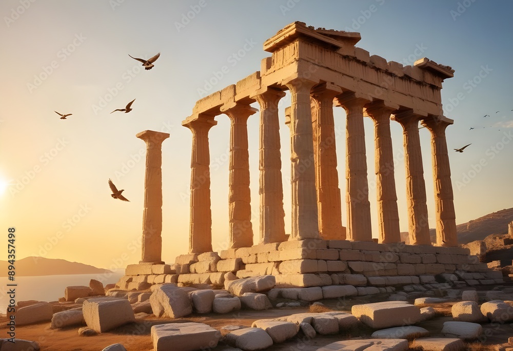 An old, ancient building. A dilapidated ancient structure. A historical ...