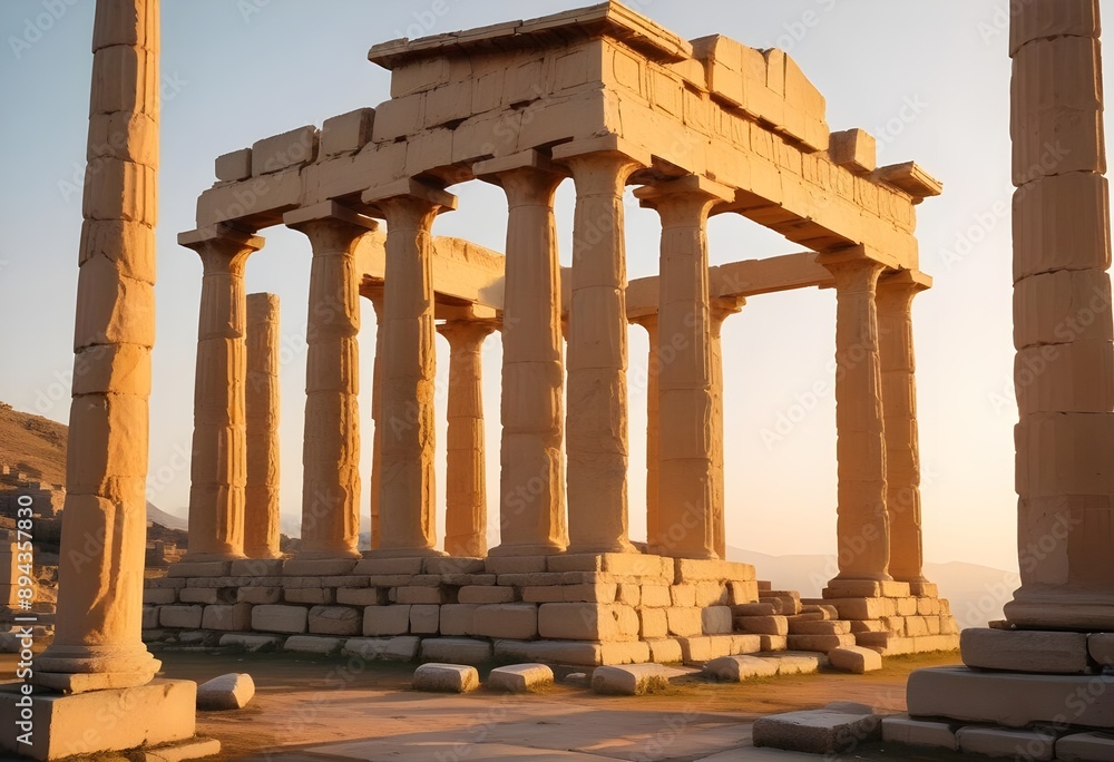 An old, ancient building. A dilapidated ancient structure. A historical ...