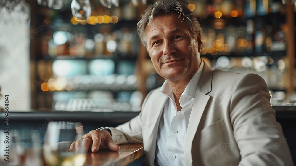 Confident rich middleaged mature wealthy businessman chilling relaxing ...