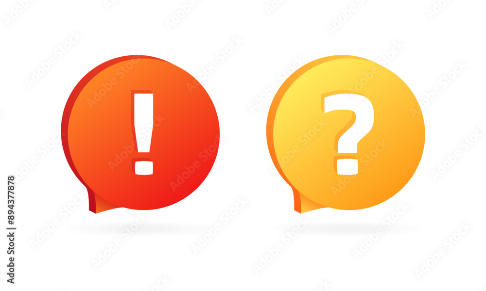Exclamation mark and question mark set icons. Message bubble icons ...