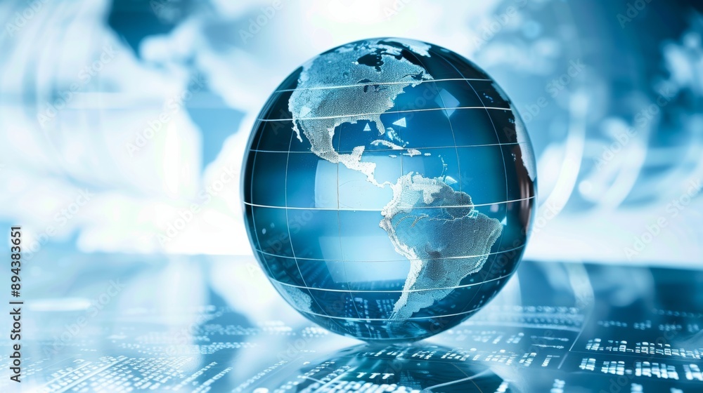 Digital globe representing global connectivity and network, world map ...