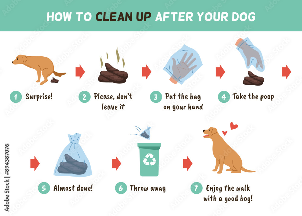 Clean up after dog. Instructions for collecting excrement after walking ...