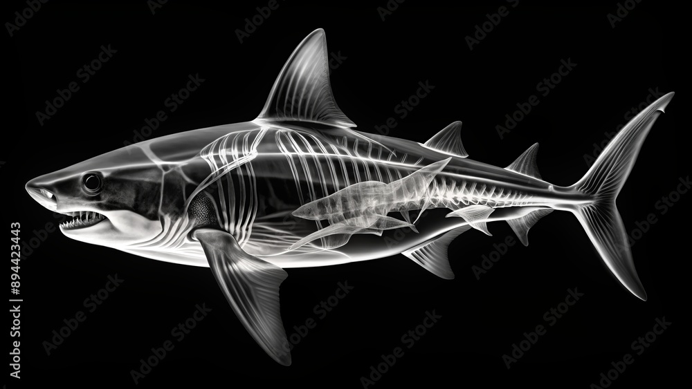 Skeletal framework of a mature shark is revealed in stunning detail ...