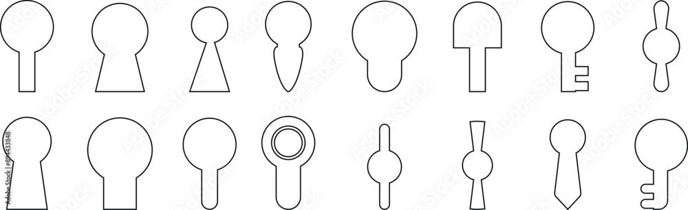 Keyhole icon set. premium door key hole. Shape of lock of door ...