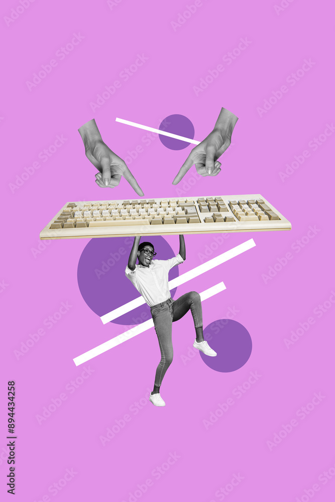 Vertical collage young woman suffer cyber bullying discrimination ...