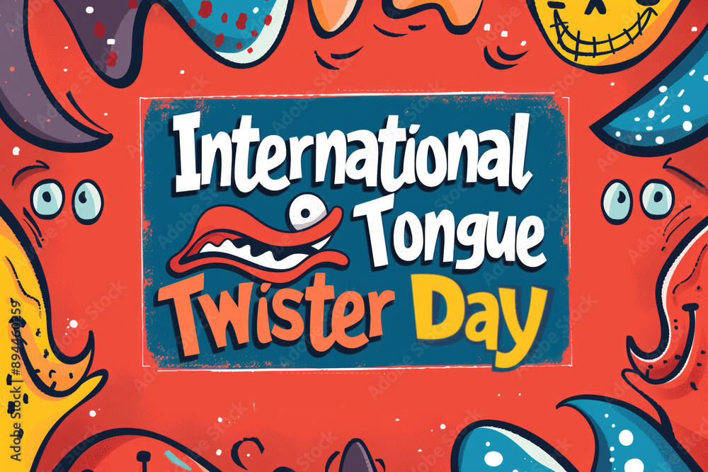 Colorful poster celebrating International Tongue Twister Day with ...