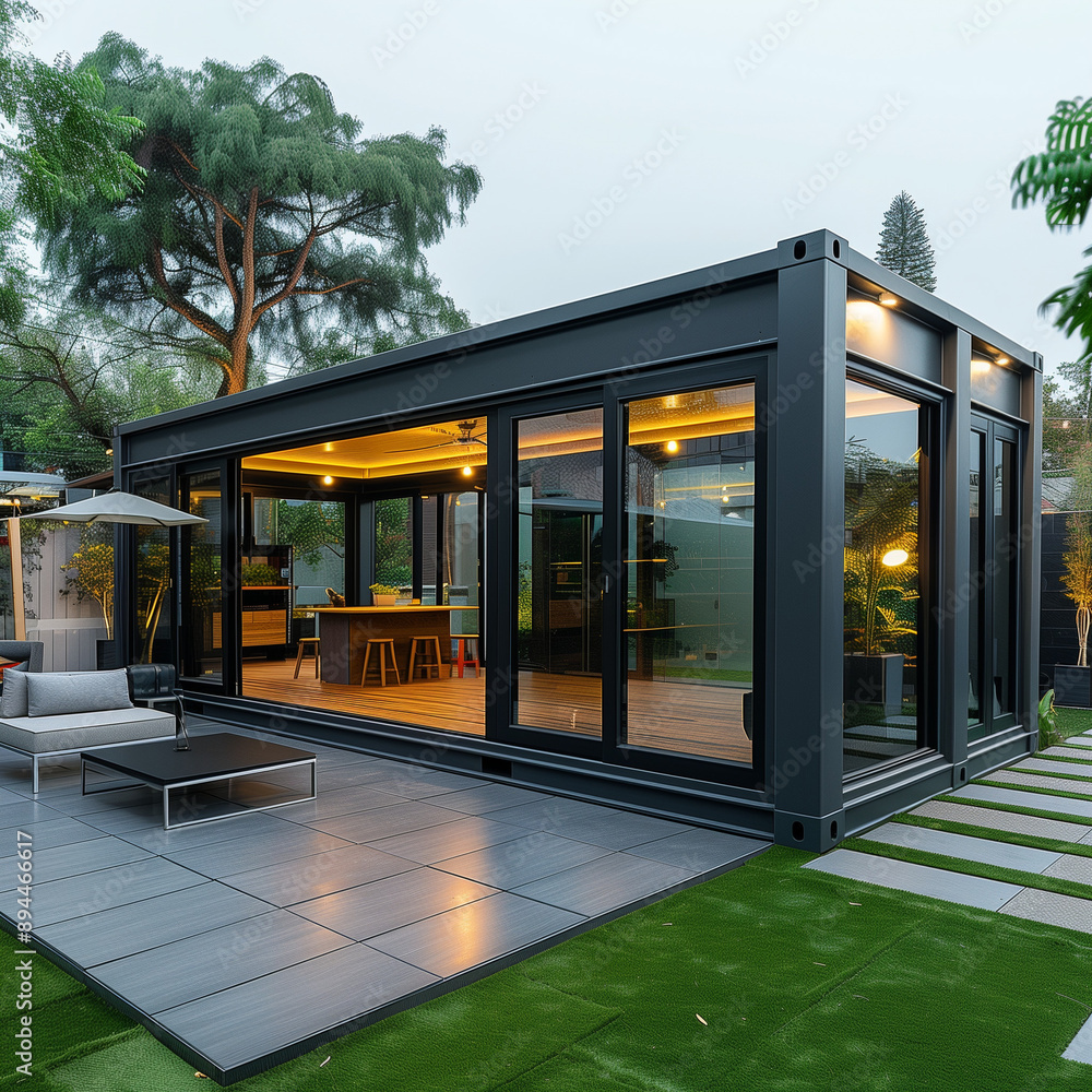 a modern modular home constructed from shipping containers, mobile ...