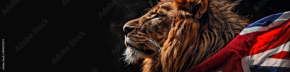 Majestic Lion Draped in British Flag: Powerful Symbol of British Pride ...
