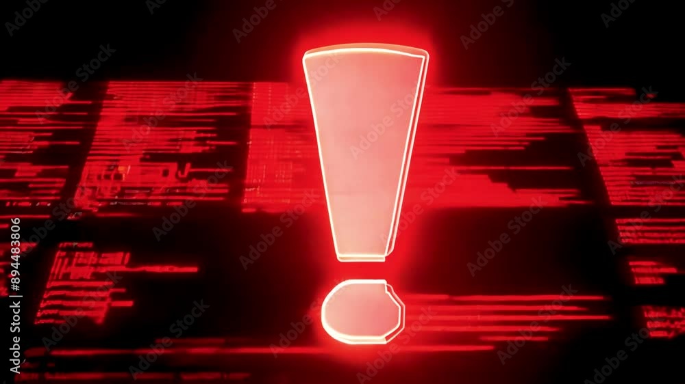 Animation of computer windows folder source code and text alert sign ...