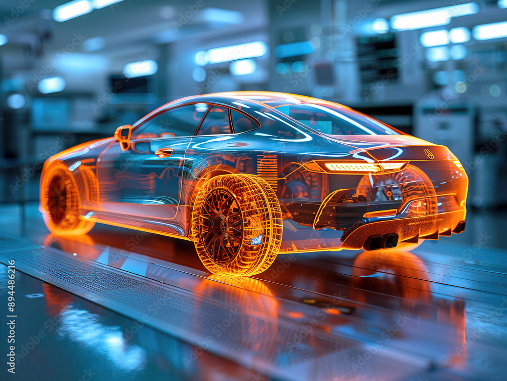 Car visualization with augmented reality Transparent Car in studio ...