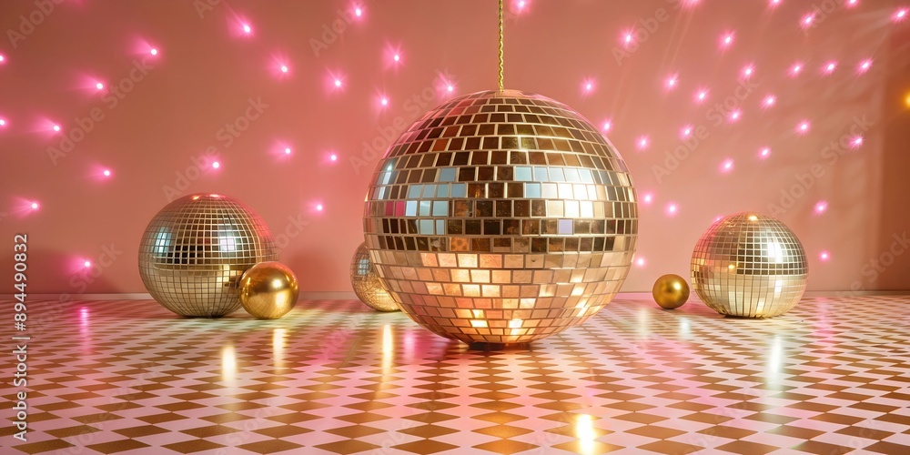 Retrofuturistic interior with glowing neon stripes, slatted floors and ...