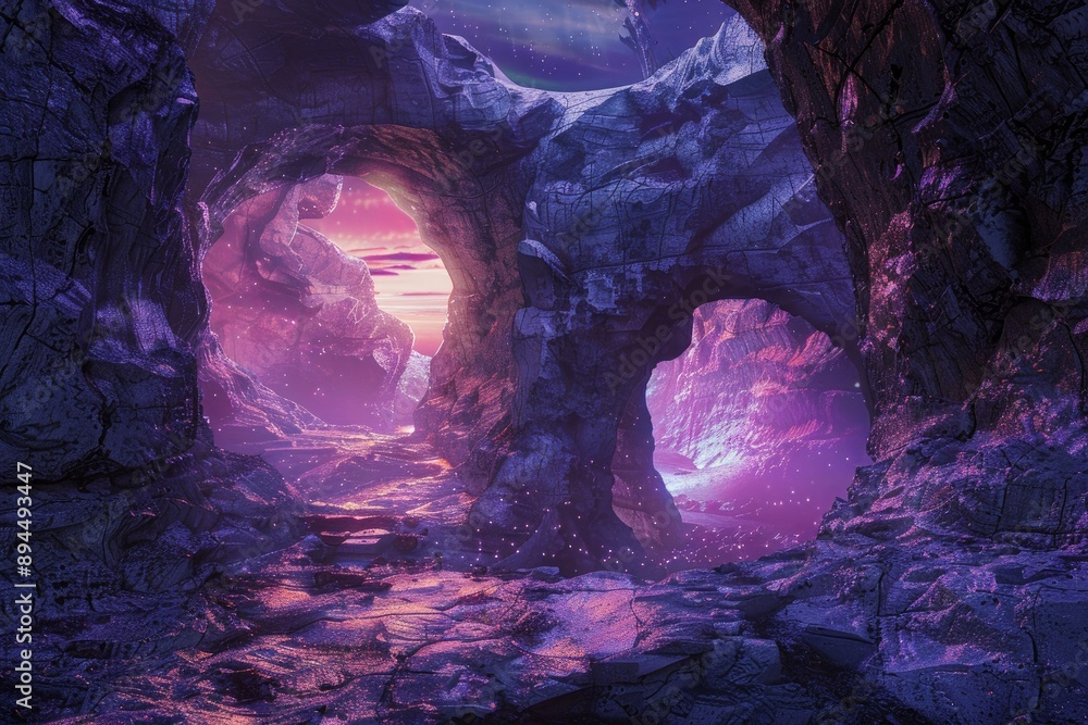 Majestic and mysterious fantasy landscape with a vibrant and ...