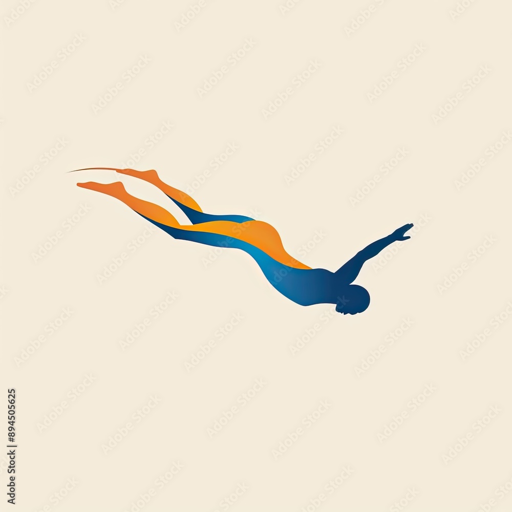Abstract Swimmer in Dynamic Motion Stylized illustration of a swimmer ...
