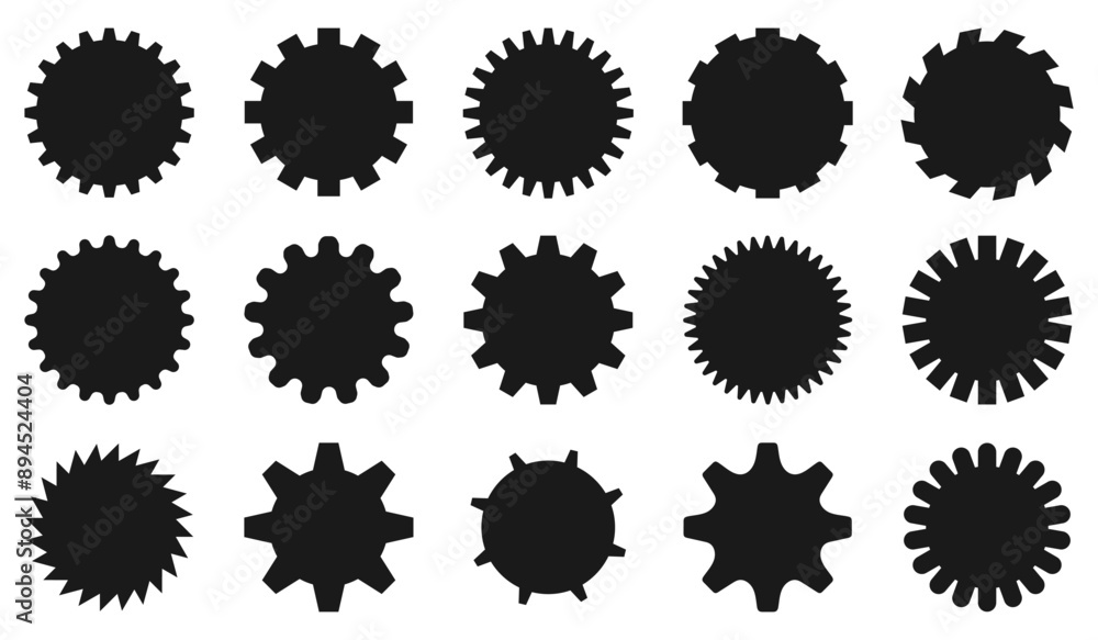 15 images of gear lines. A flat image of a gear wheel of a car. The ...