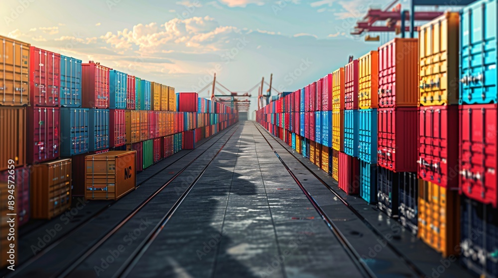 Colorful Shipping Containers in Industrial Port, Modern Logistics and ...