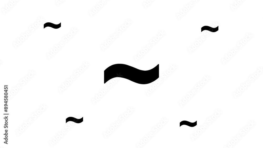 Zoom in and out animation the tilde symbol. Large black symbol in the ...