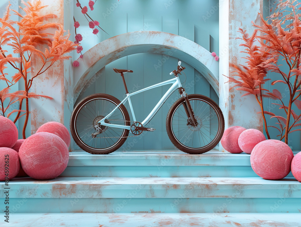 Podium background bicycle product cycling sport 3D stand race. Cycling ...