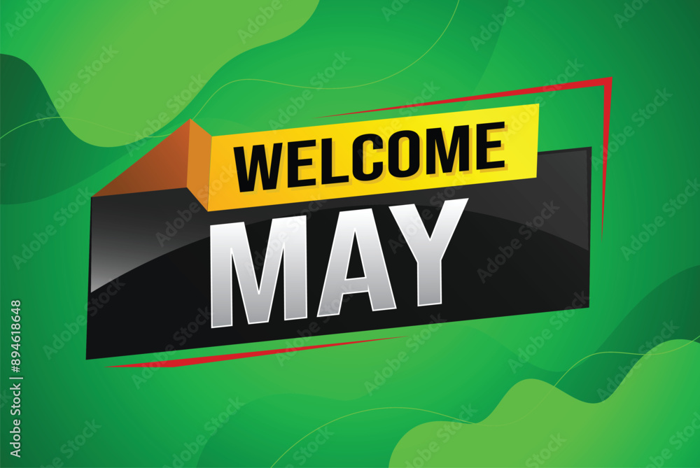 welcome May word text concept icon logo sign symbol vector note 3d ...