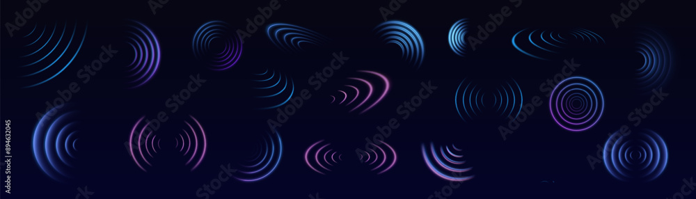 Wifi wave light effect. Radar sensor, beep technology, digital sign ...