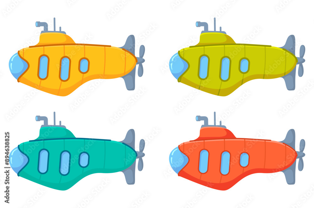 Toy boat.Bathyscaphe explore underwater world.Underwater boat ship ...