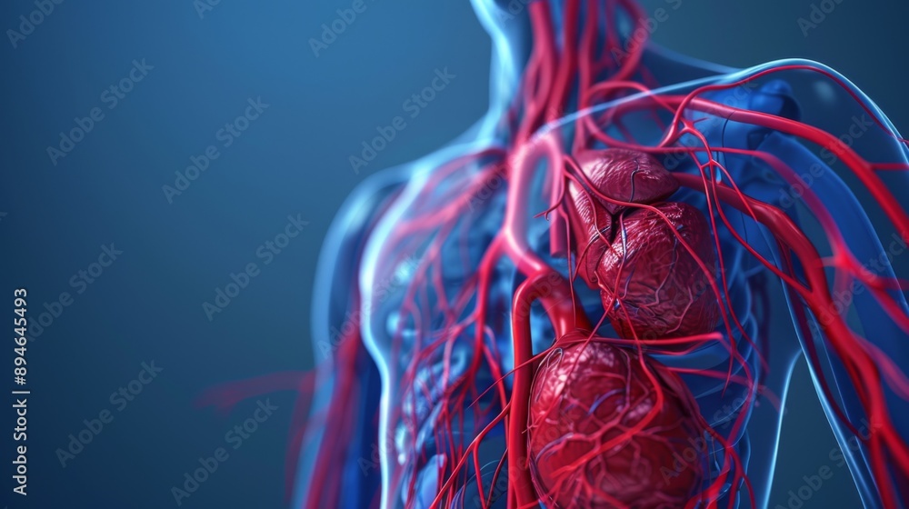 An anatomical illustration of the human circulatory system ...