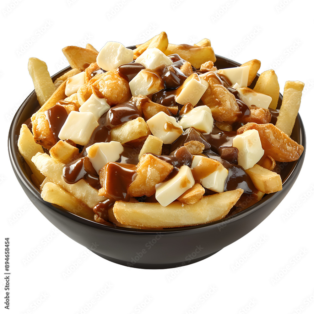 [Transparent Background PNG]Delicious poutine with fries cheese curds ...