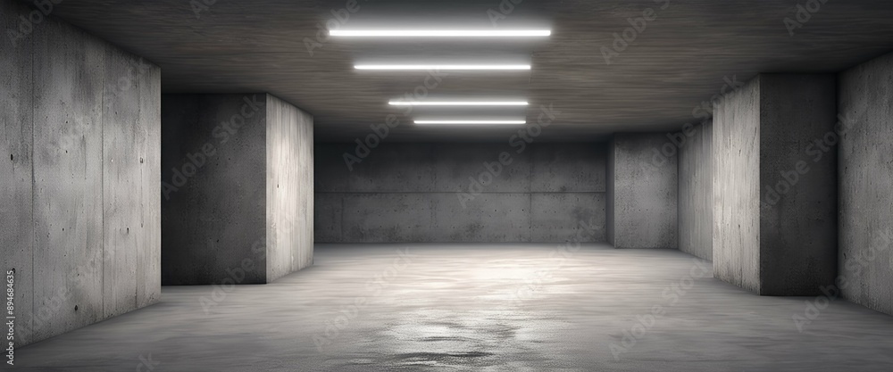 'Dark basement room background walls 3d interior render illustration ...