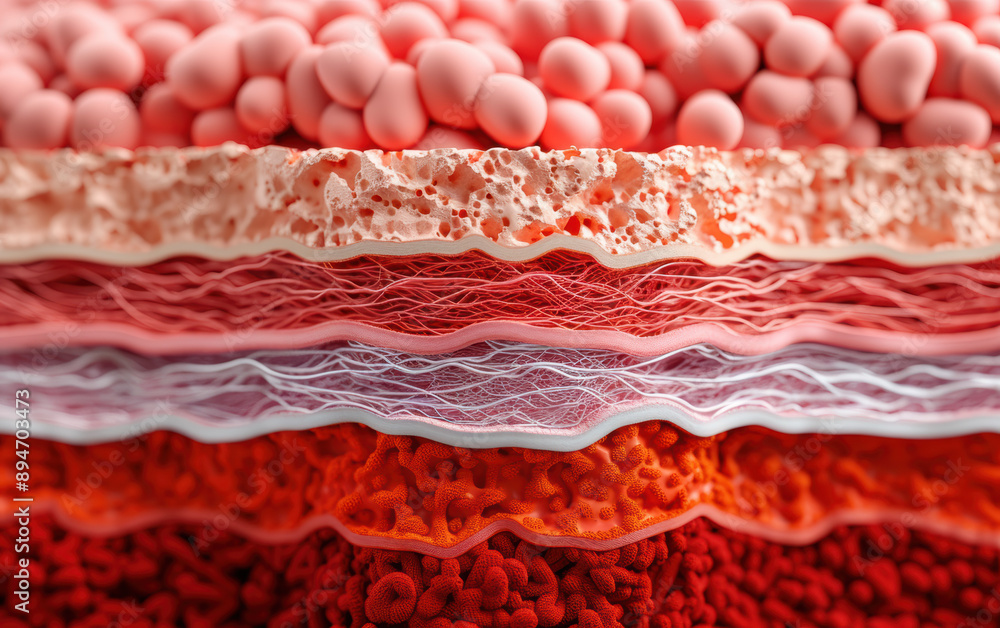 Detailed cross-sectional view of multiple human skin layers ... Detailed cross-sectional view of multiple human skin layers ...
