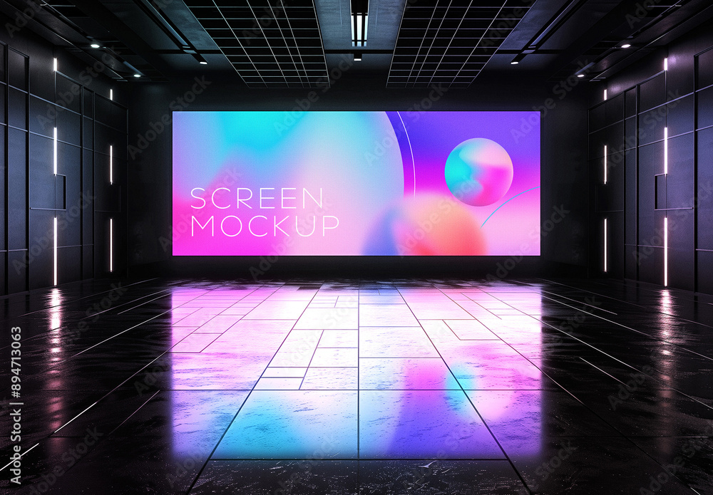 Glowing LED Screen Mockup With Generative AI Stock Template | Adobe Stock