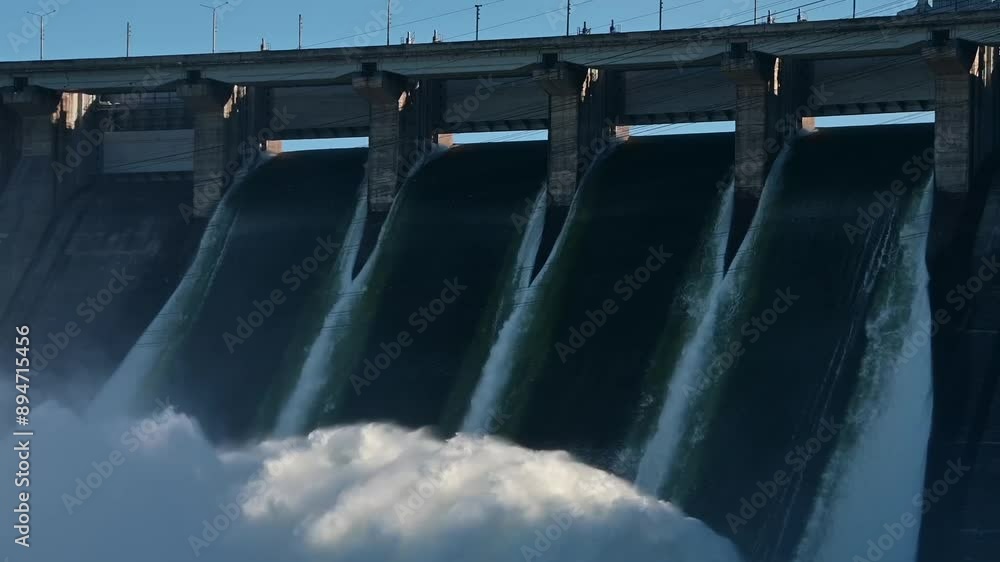 Epic scene of a dam and hydroelectric station during the day, with a ...