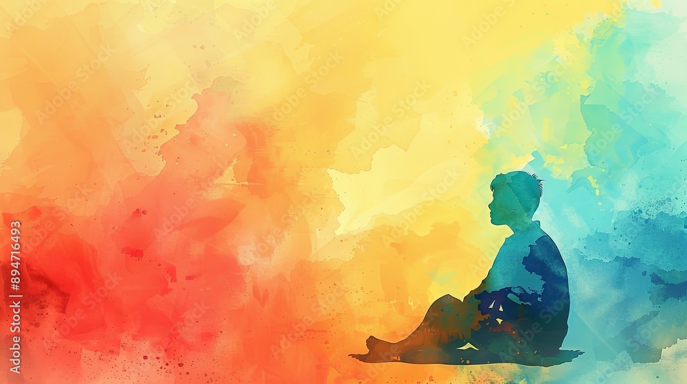 Hope in adversity flat design side view motivational theme water color ...