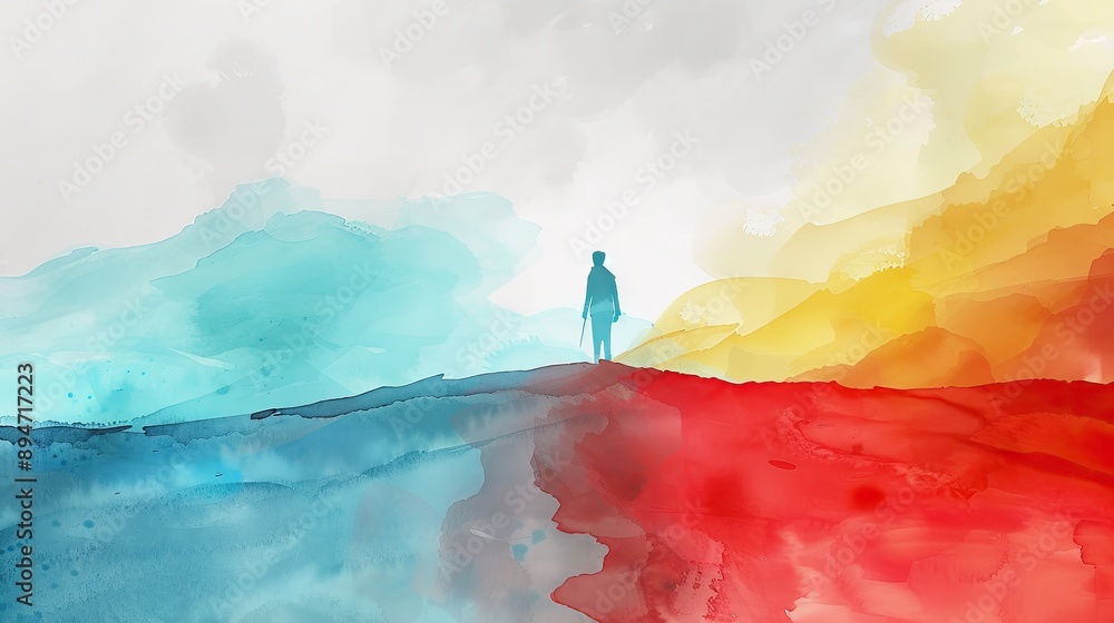 Hope in adversity flat design side view motivational theme water color ...