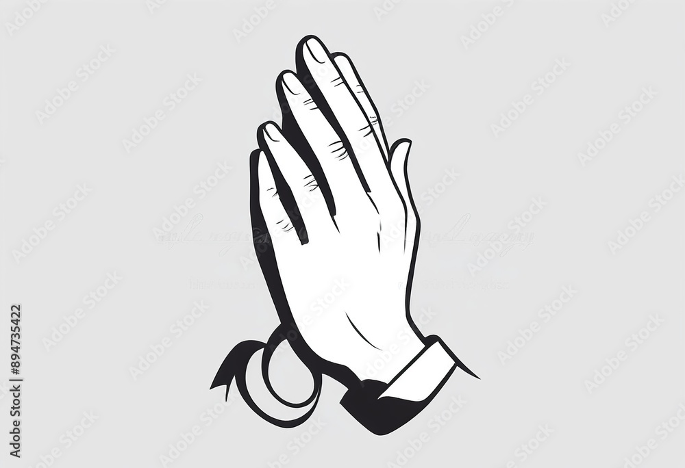 Praying Hands Line Art Vector Illustration: A Symbol of Faith and ...