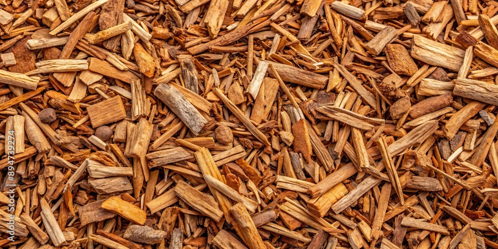 Wood chips texture as organic mulch for forestry resource, featuring ...