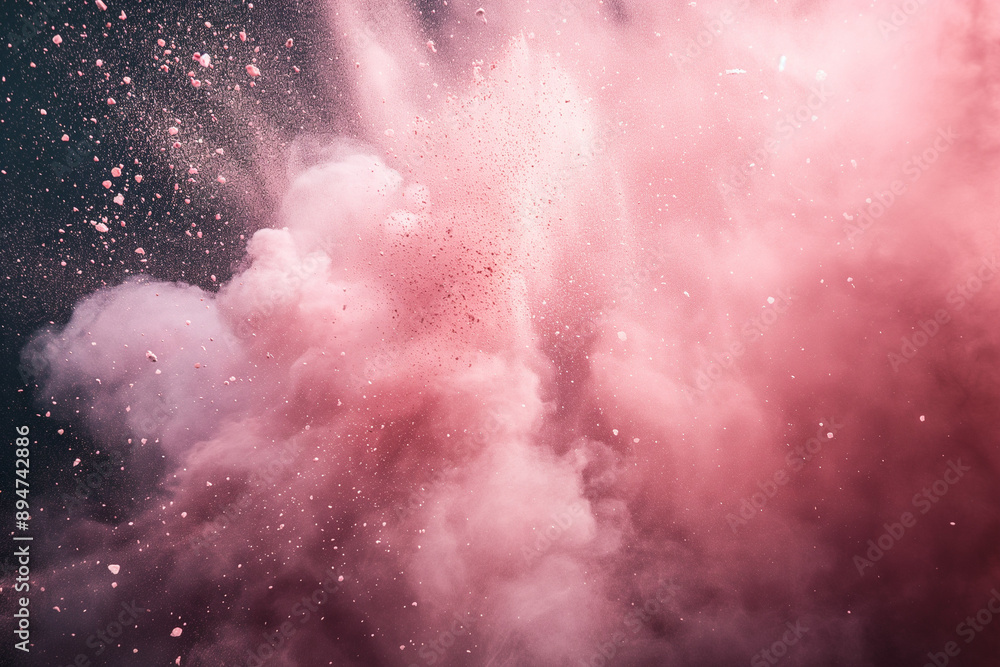 An artistic depiction of pink dust exploding against a vibrant ...